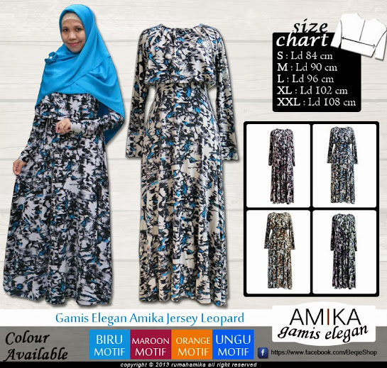 Gamis Elegan Amika: Gamis Jersey Motif Corak Leopard