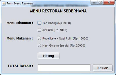 Contoh Program Kasir Restoran Menggunakan Java - Contoh Aplikasi