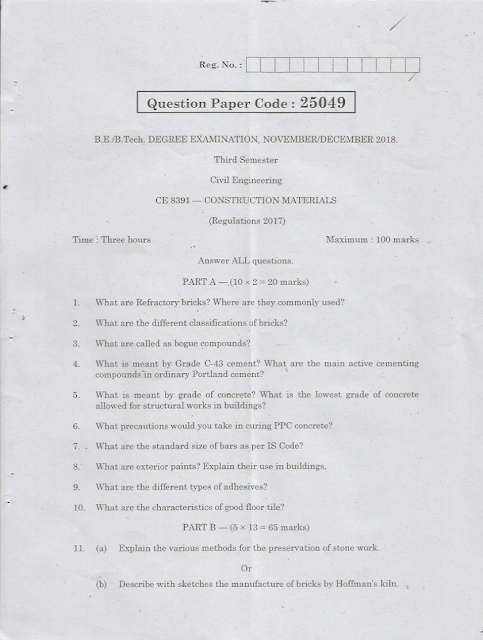 CE8391 Construction Materials Nov Dec 2018 Question Paper - University ...
