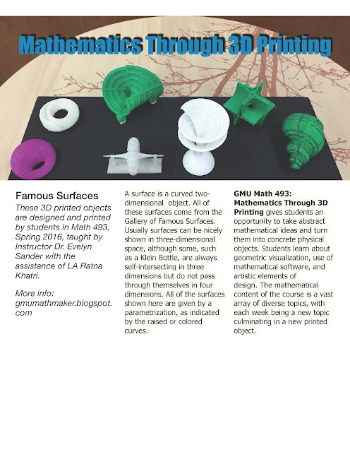 GMU Math MakerLab: Surfaces from the Gallery of Famous Surfaces