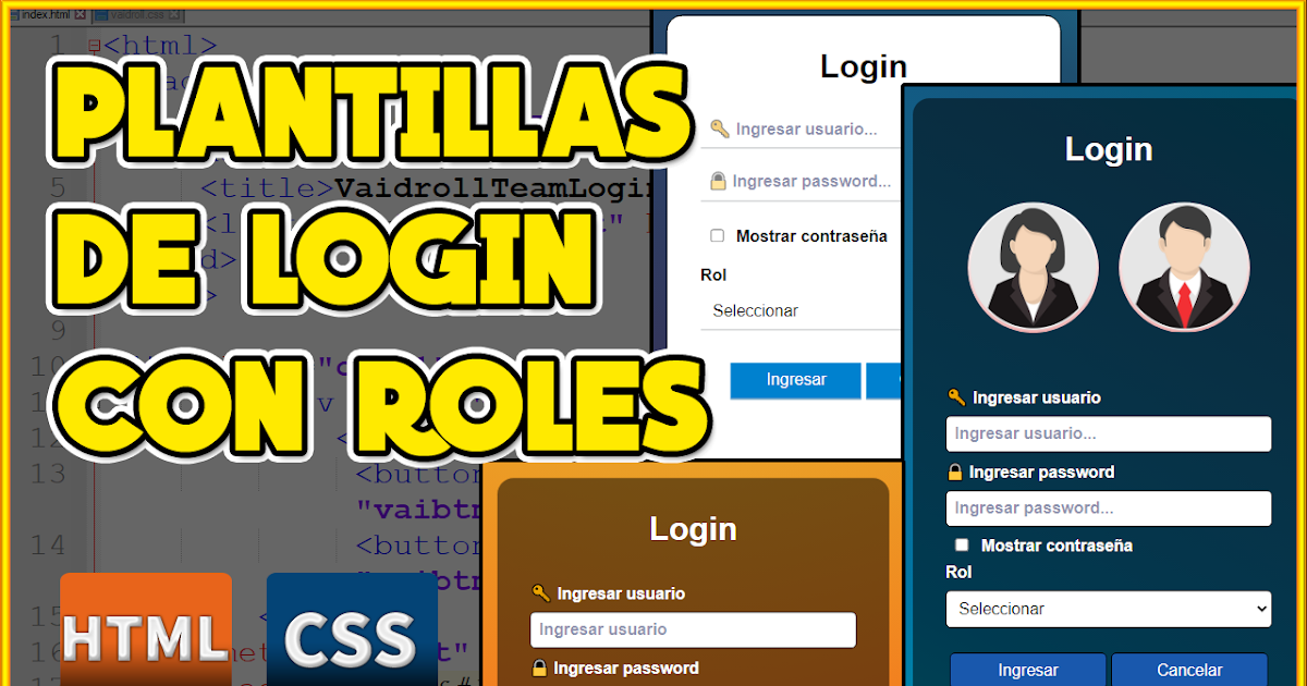 VaidrollTeam: PLANTILLAS Y DISEÑOS DE LOGIN CON ROLES EN HTML Y CSS