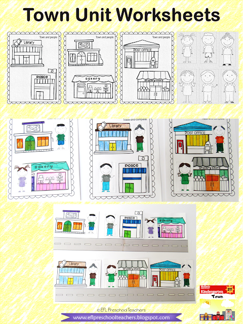 ESL/EFL Preschool Teachers: Town Unit Worksheets for Kindergarten ...