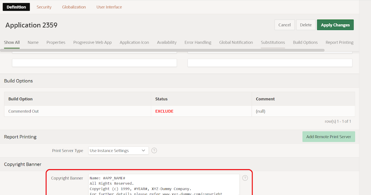 Adding Copyright information to application export files