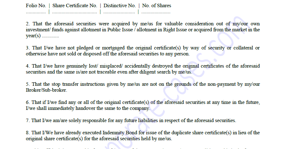 Affidavit For Issue Of Duplicate Share Certificate Format Affidavit For Issue Of Duplicate Share Certificate Format
