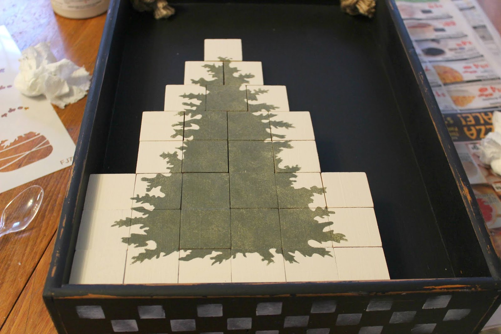 A Craft Wood Block Stenciled Christmas Tree, A Blog Hop, And Stencil ...