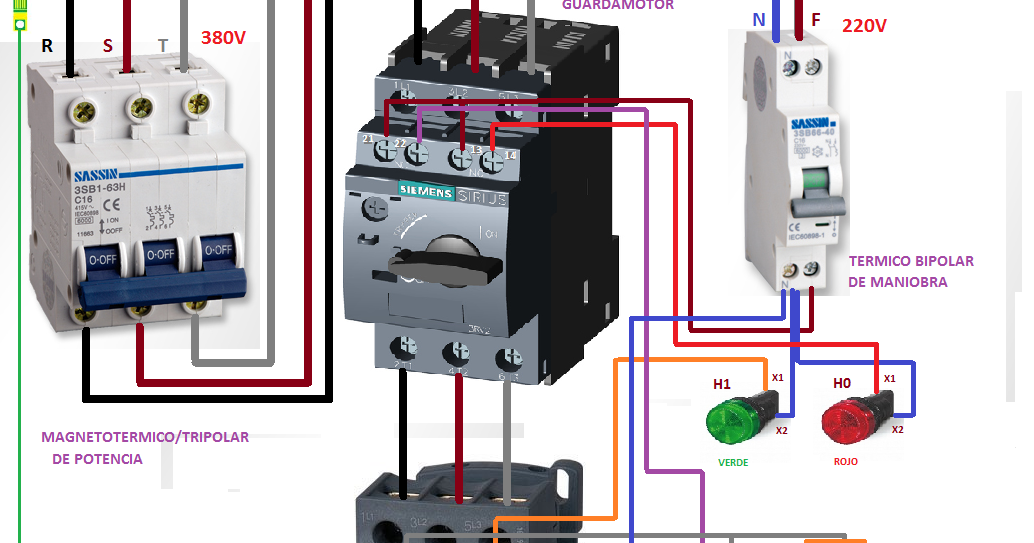 MOTOR TRIFASICO MANIOBRA GUARDAMOTOR CONTACTOR ~ Esquemas eléctricos