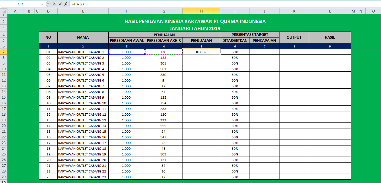 Cara Membuat Output Hasil Target Penjualan Memanfaatkan Fungsi Logical ...