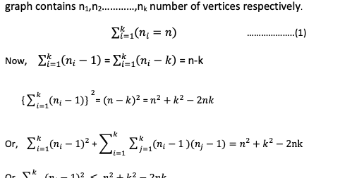 Prove that a simple graph with n vertices and k components can have at most 1/2(n-k)(n-k-1) edges.