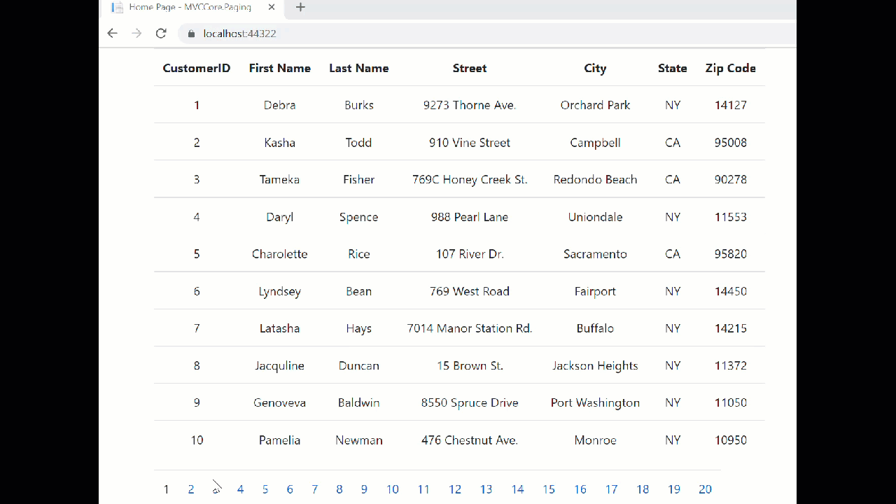 Paging Example In Asp Core Mvc Coreprogram