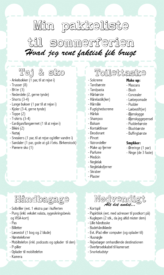 Vidunderlige Virvar: Pakkeliste til sommerferien