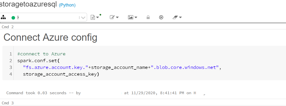 How to read azure storage and write to Azure SQL using Databricks