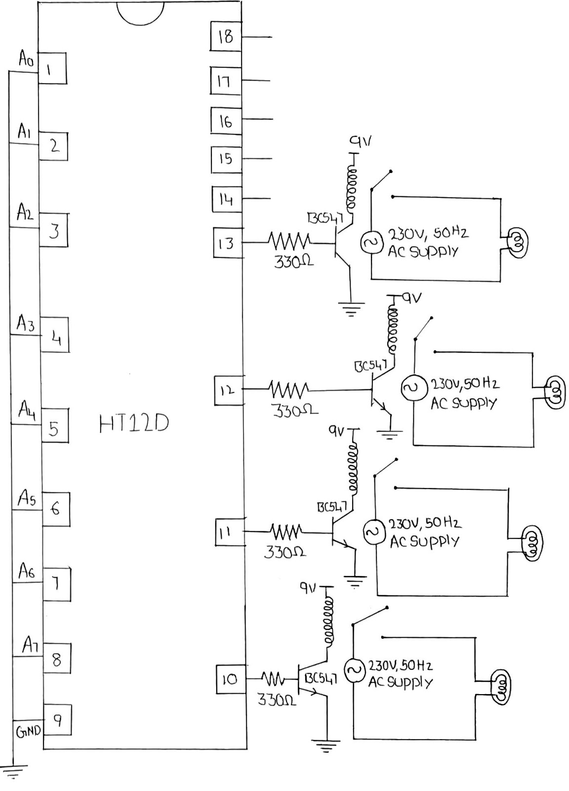 P V Yeswanth: Controlling appliances by RF communication using HT12E ...