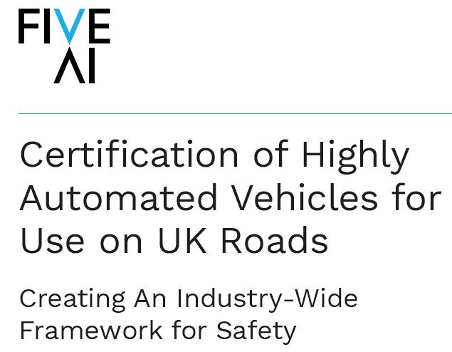 FiveAI Report on Autonomous Vehicle Safety Certification