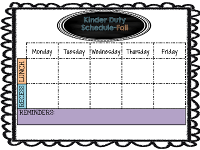 Mrs. MeGown's Second Grade Safari: Editable Lunch and Recess Duty ...