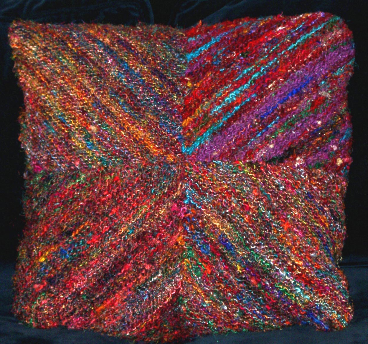 Just a Stitch Away: Free Knitting Pattern: Sari Silk Pillow on the Bias