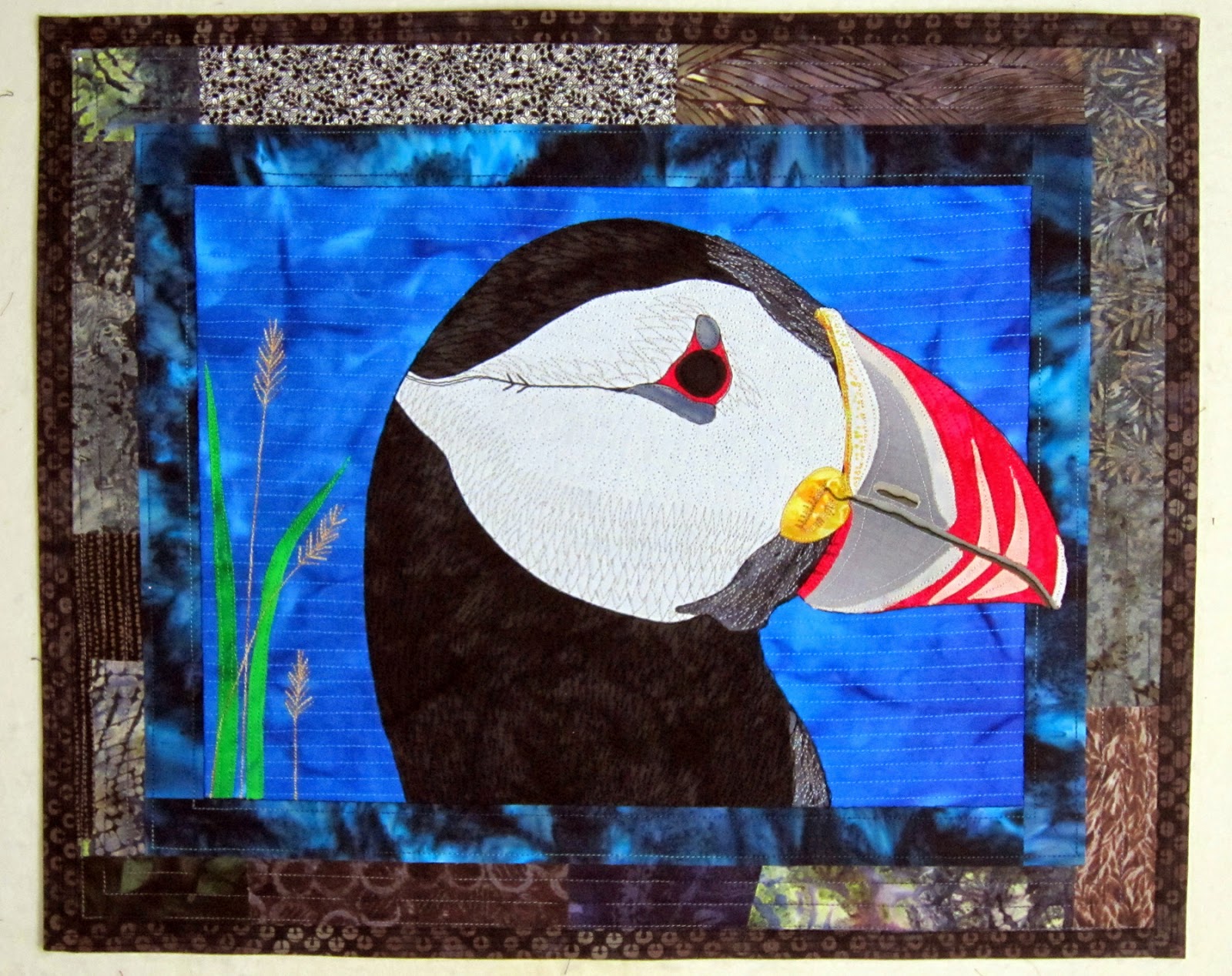Barbara Strobel Lardon Art quilts: "PUFFIN"