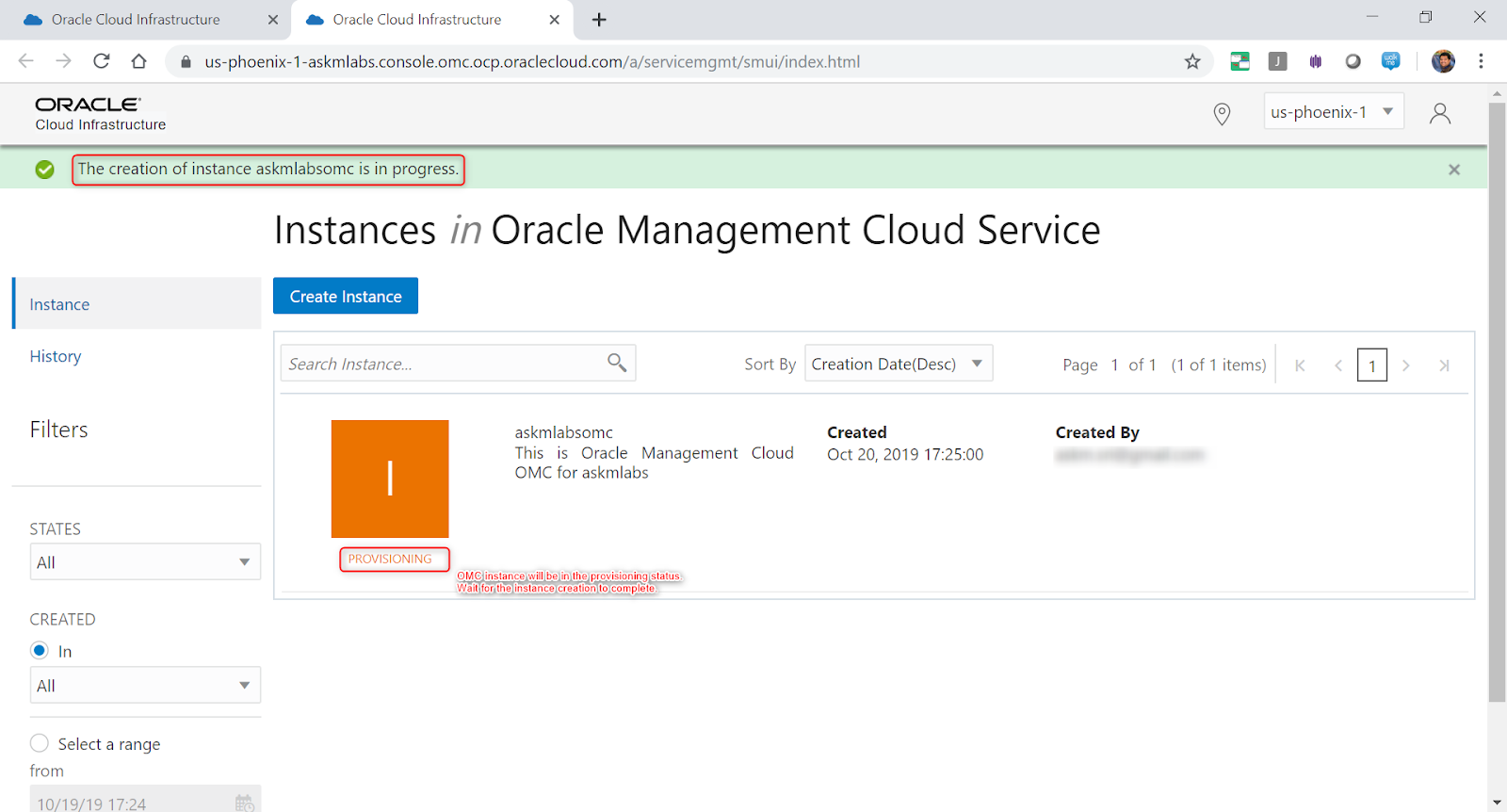 Oracle Management Cloud (OMC) Instance creation in Oracle Cloud | askMLabs