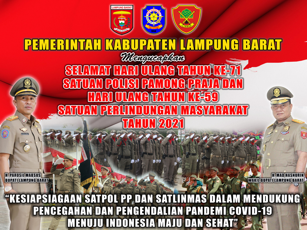 Banner, Baliho, Spanduk Peringatan HUT Satpol PP Ke-71 dan Satlinmas Ke ...