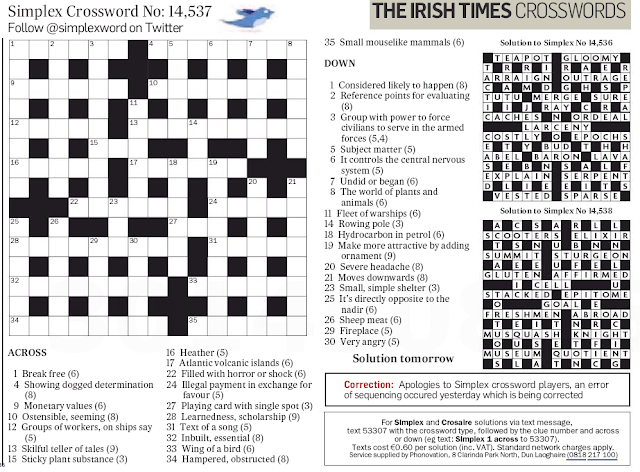 IT Simplex Crosswords: Simplex Crossword # 14,537
