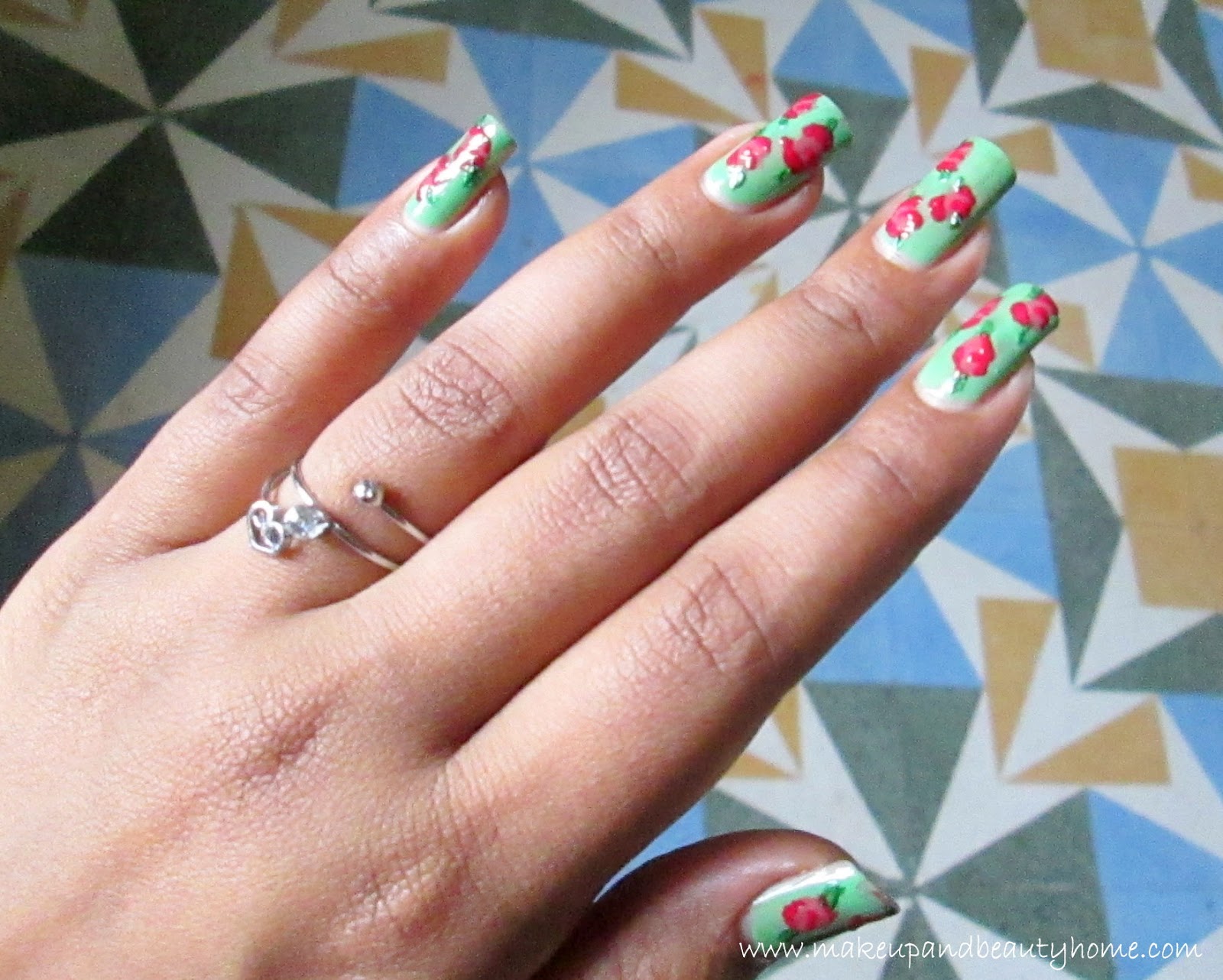 Vintage Rose Print Nail Art Tutorial ~ Do It Yourself