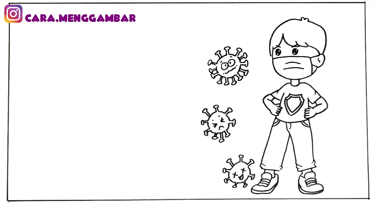 Cara Menggambar dan Mewarnai Tema Memakai Masker Melawan Virus Corona ...
