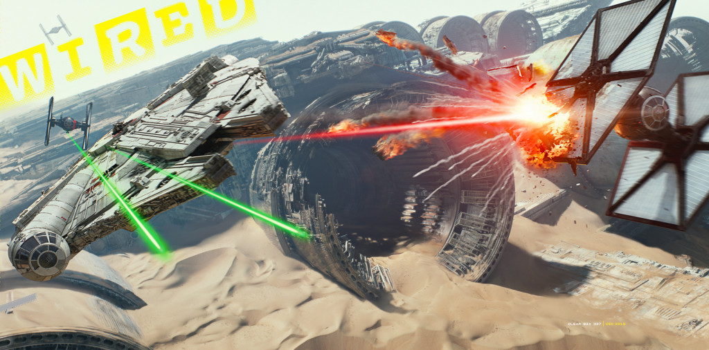 STAR WARS: THE FORCE AWAKENS - Millennium Falcon vs. TIE Fighters Image ...