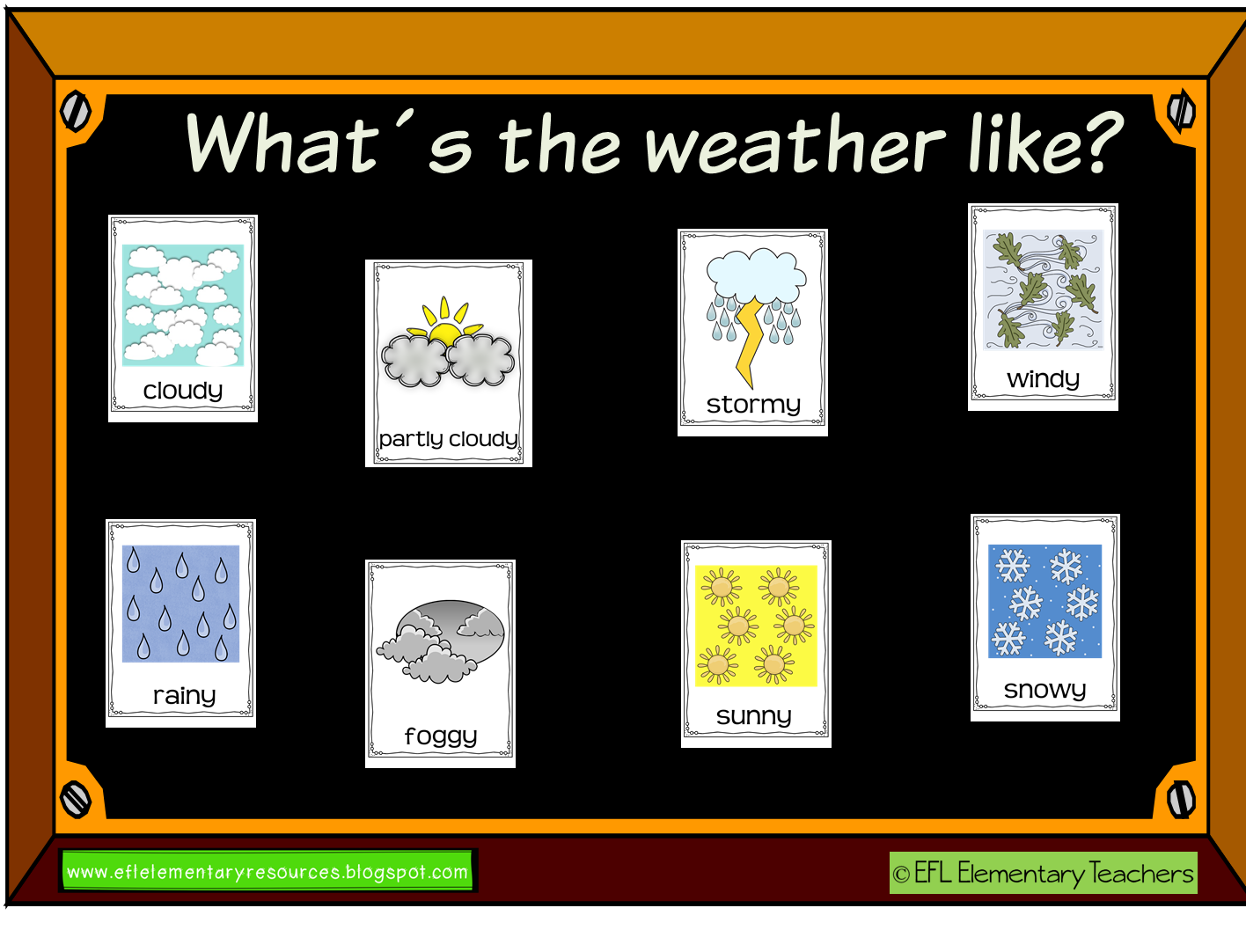 EFL Elementary Teachers: Weather Flashcards Activities for ESL EFL Learners