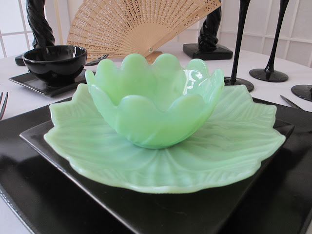 Table for One: Jadeite and Black Table