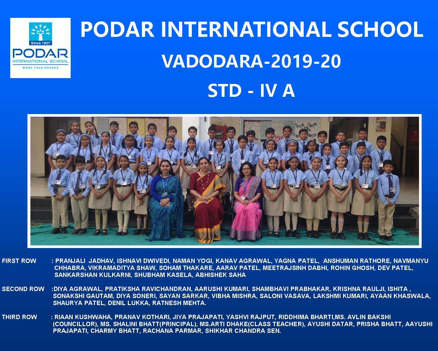 PIS BARODA STD-4: Class Photo of Grade 4 A