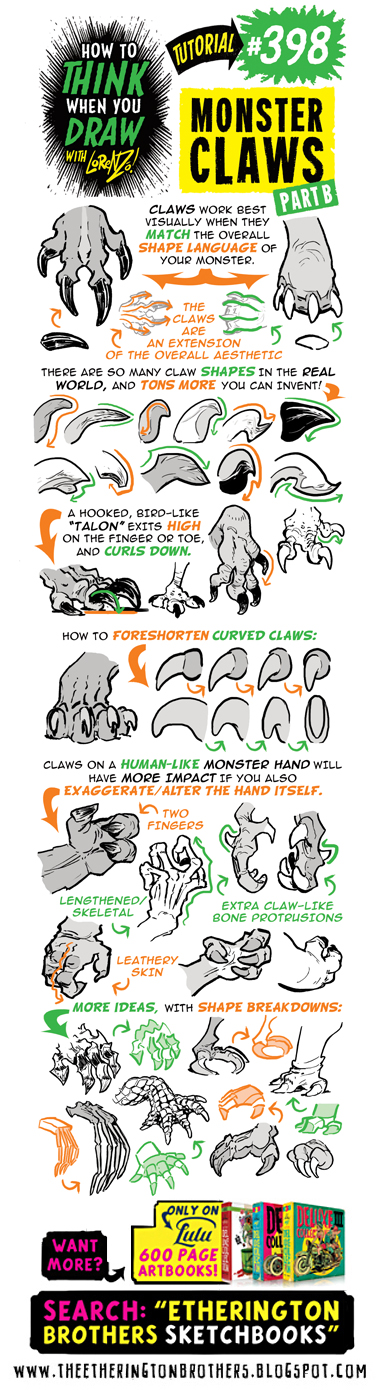 The Etherington Brothers: BRAND NEW TUTORIAL! How to THINK when you draw MONSTER CLAWS!