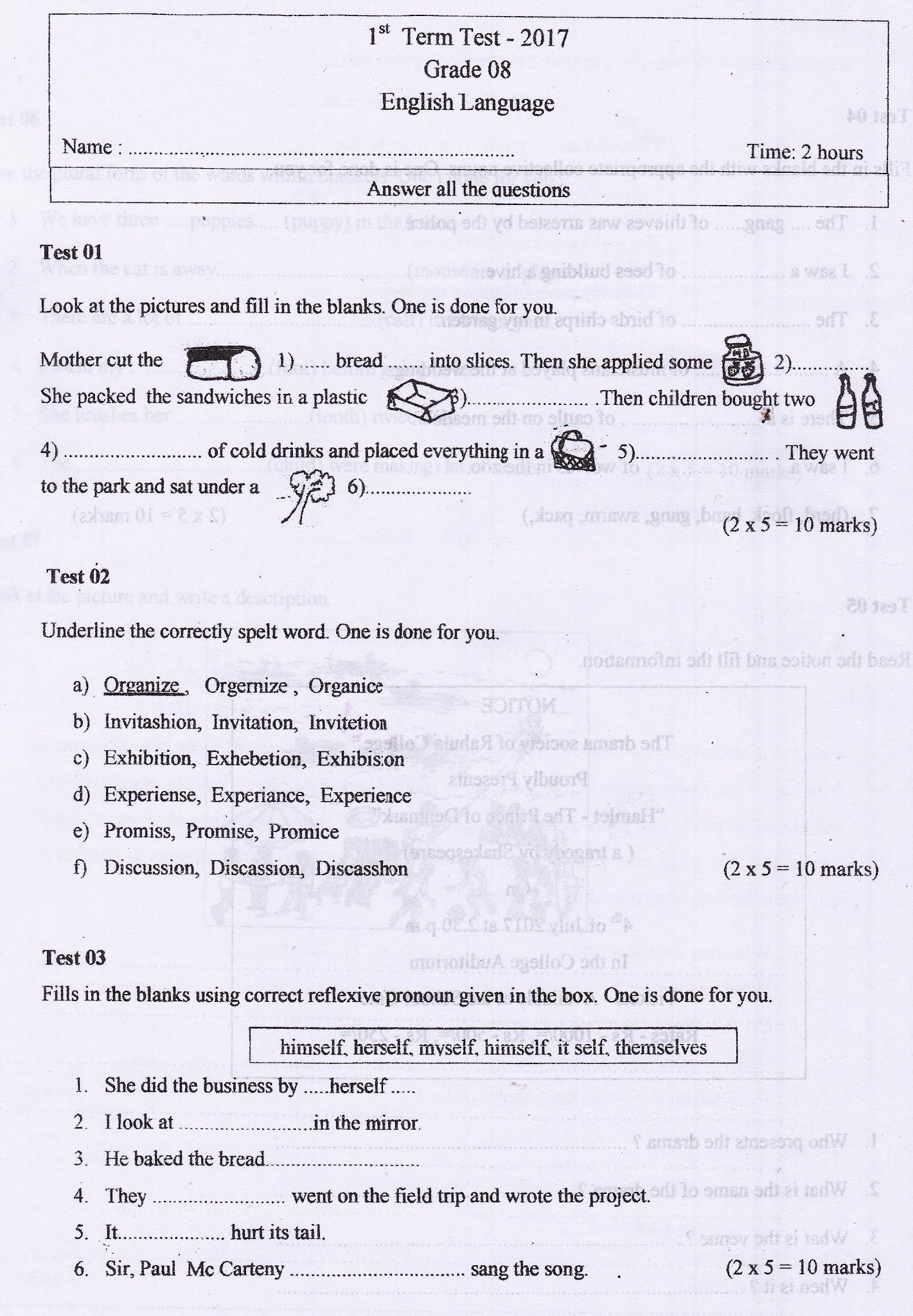 English Model Activities O/ L : ENGLISH TERM TEST PAPERS AND MODEL ...