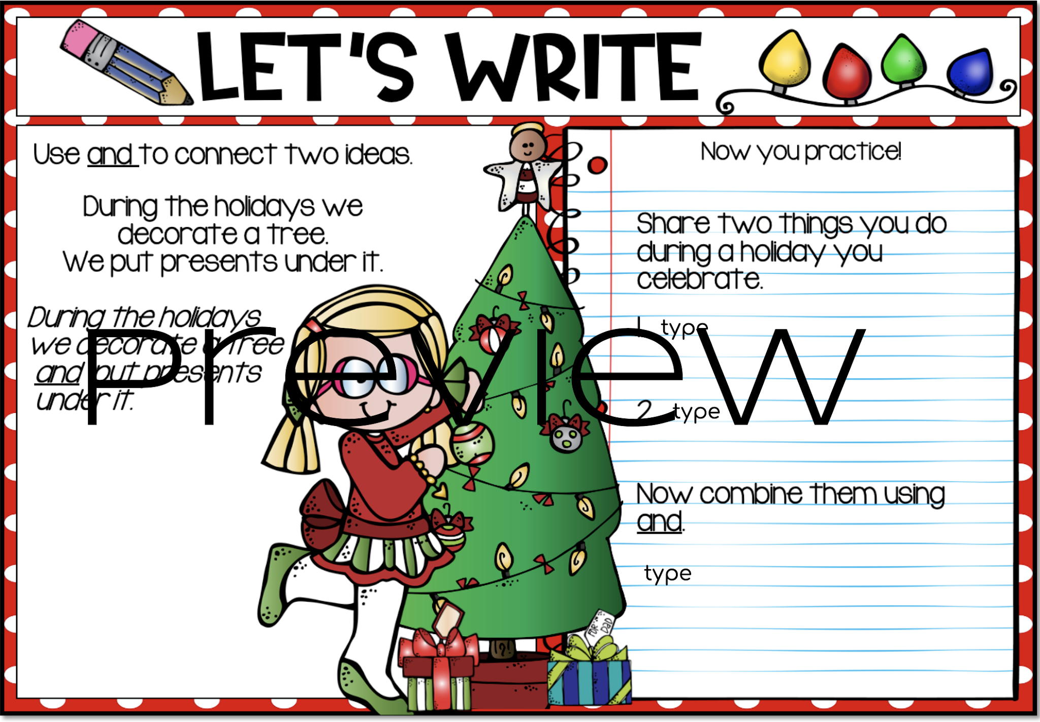 1st Grade Hip Hip Hooray!: Let's Write...December Themed!