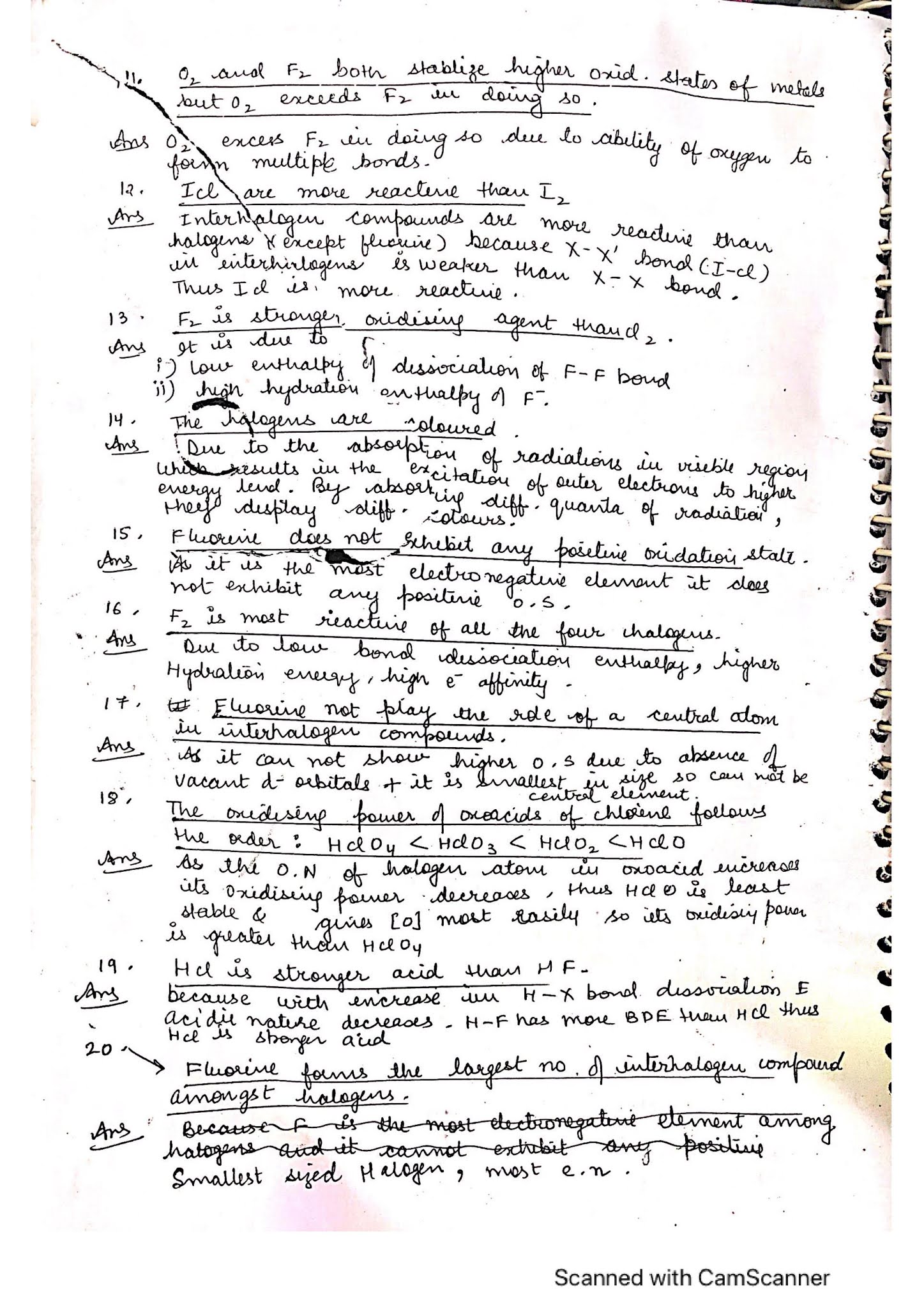 Chemistry Chapter 7- The P-Block Elements Part-2 Class 12 Handwritten ...