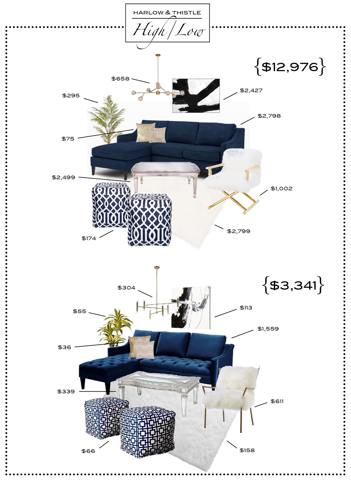 High/Low Living Room Design - Harlow & Thistle