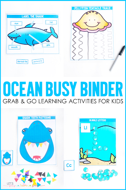 Ocean Theme Activity Binder Activities | Lets Play.Learn.Grow