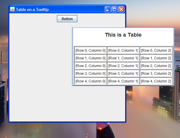 Draw Table on Swing Tooltip — Java Demos
