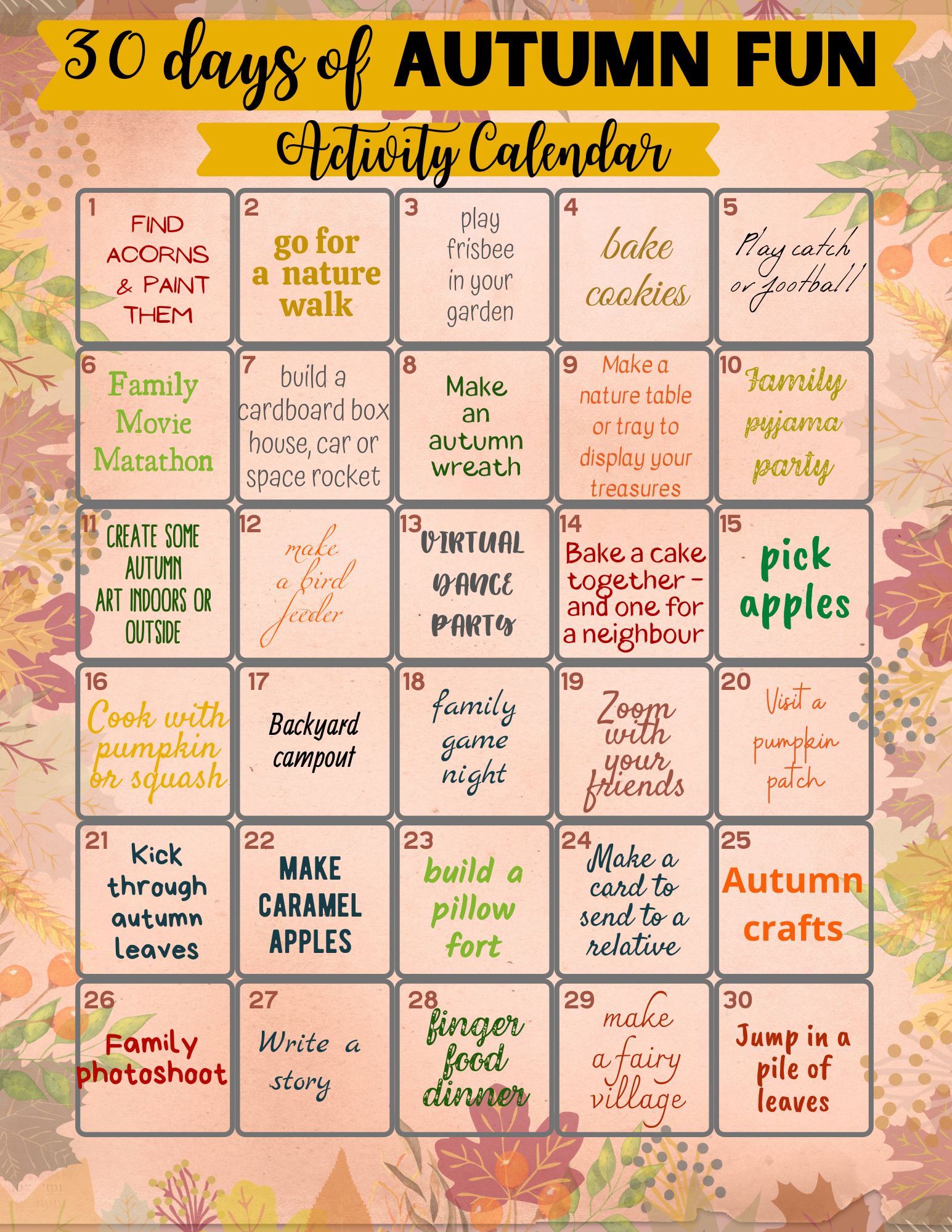 50+ Fun Family Activities that Really Celebrate Autumn {with FREE 30 ...