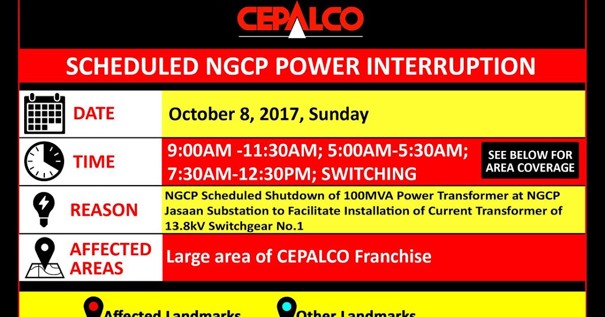 SCHEDULED POWER INTERRUPTION OCTOBER 8, 2017 (SUNDAY) - Cagayan de Oro ...
