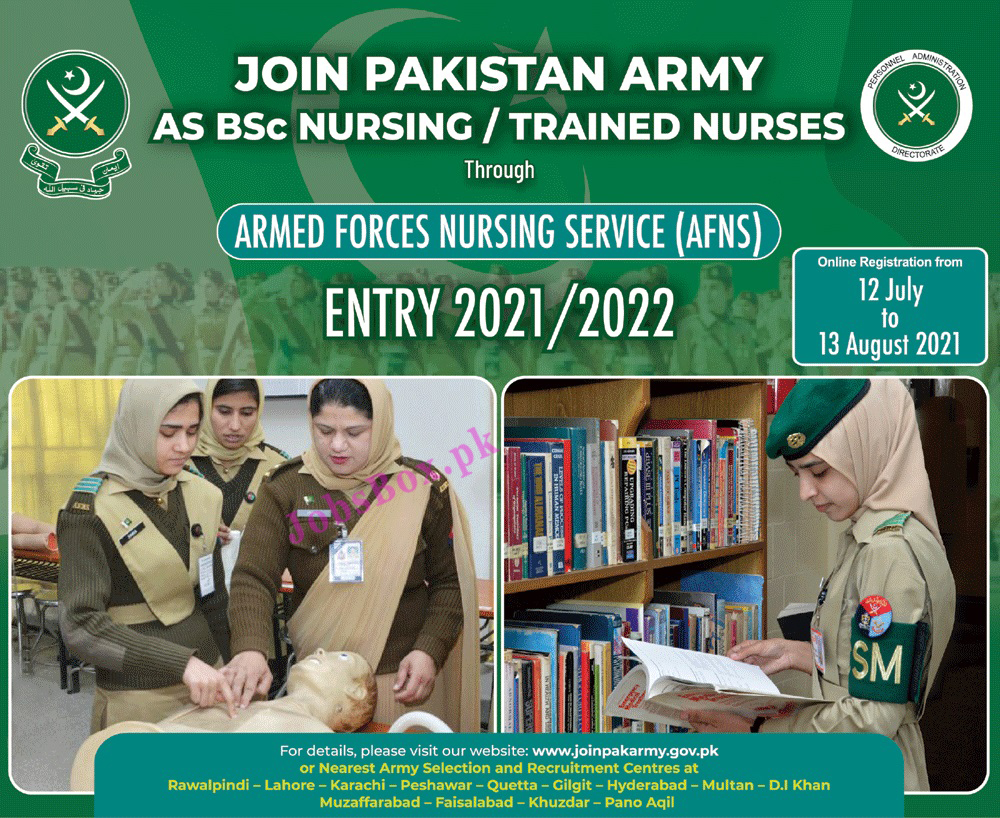 www.joinpakarmy.gov.pk AFNS 2021 - Join Pak Army as Armed Force Nursing ...