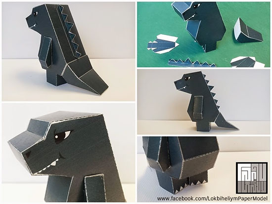 Chibi Godzilla Paper Toy | Paperized Crafts
