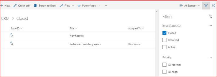 How to manage Tickets in Issue Tracking by O365 SharePoint as CRM.