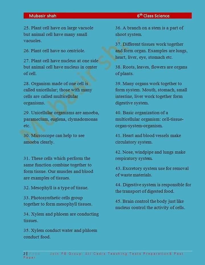 KNOWLEDGE FOR ALL: CLASS SIX 6 SCIENCE SHORT QUESTION ANSWERS
