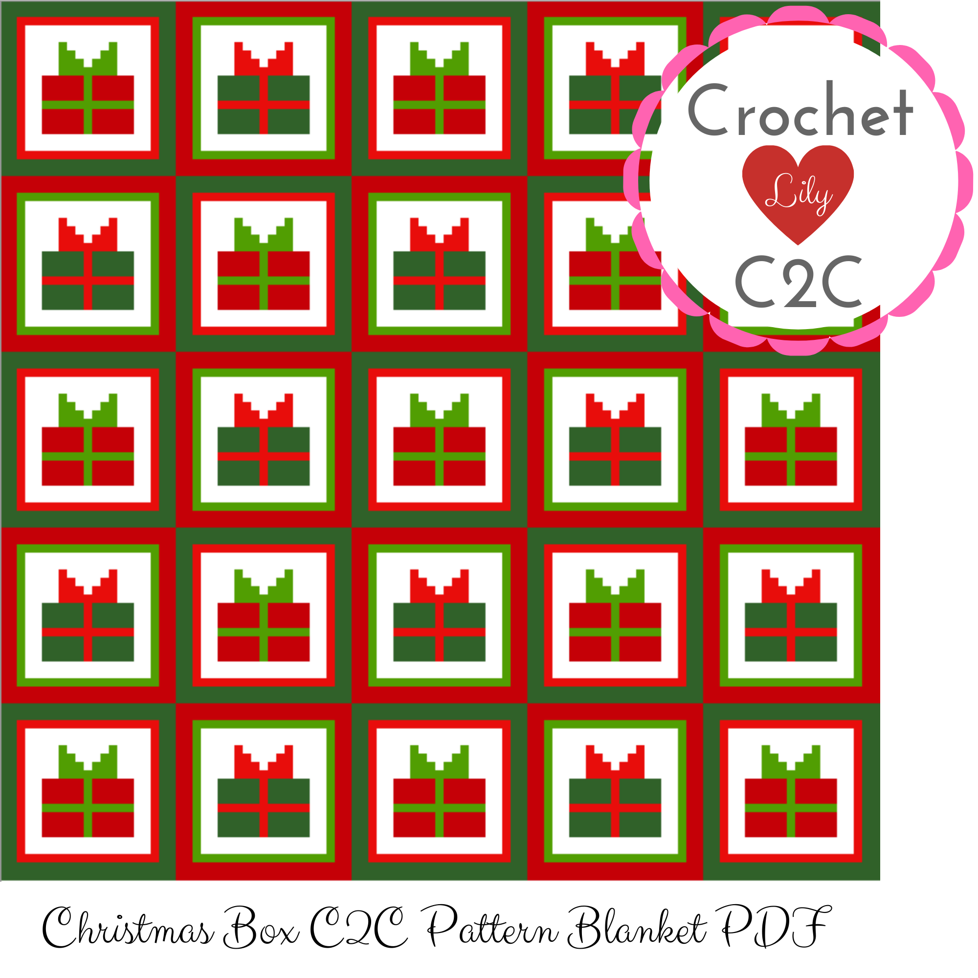 DIY Crochet Lily: [C2C Crochet] The Christmas box C2C Crochet Cup Coaster.