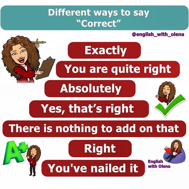 English with Olena: Different ways to say ”Correct”