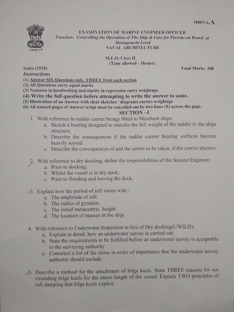 Naval Architecture ⚓- MEO Class 2 Papers