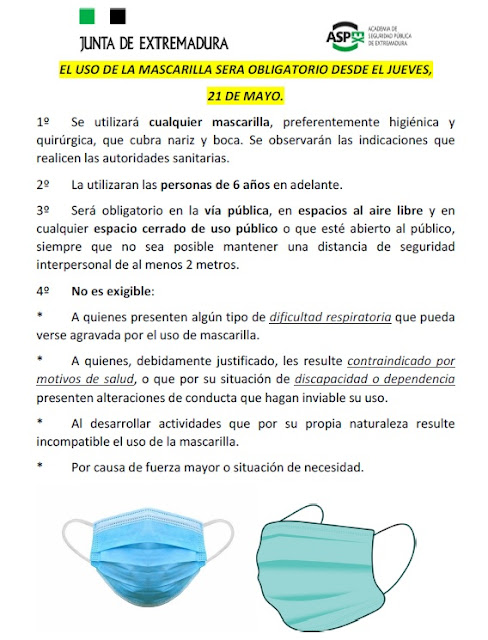 Normativa sobre el uso de las mascarillas - Ayuntamiento de Guadiana