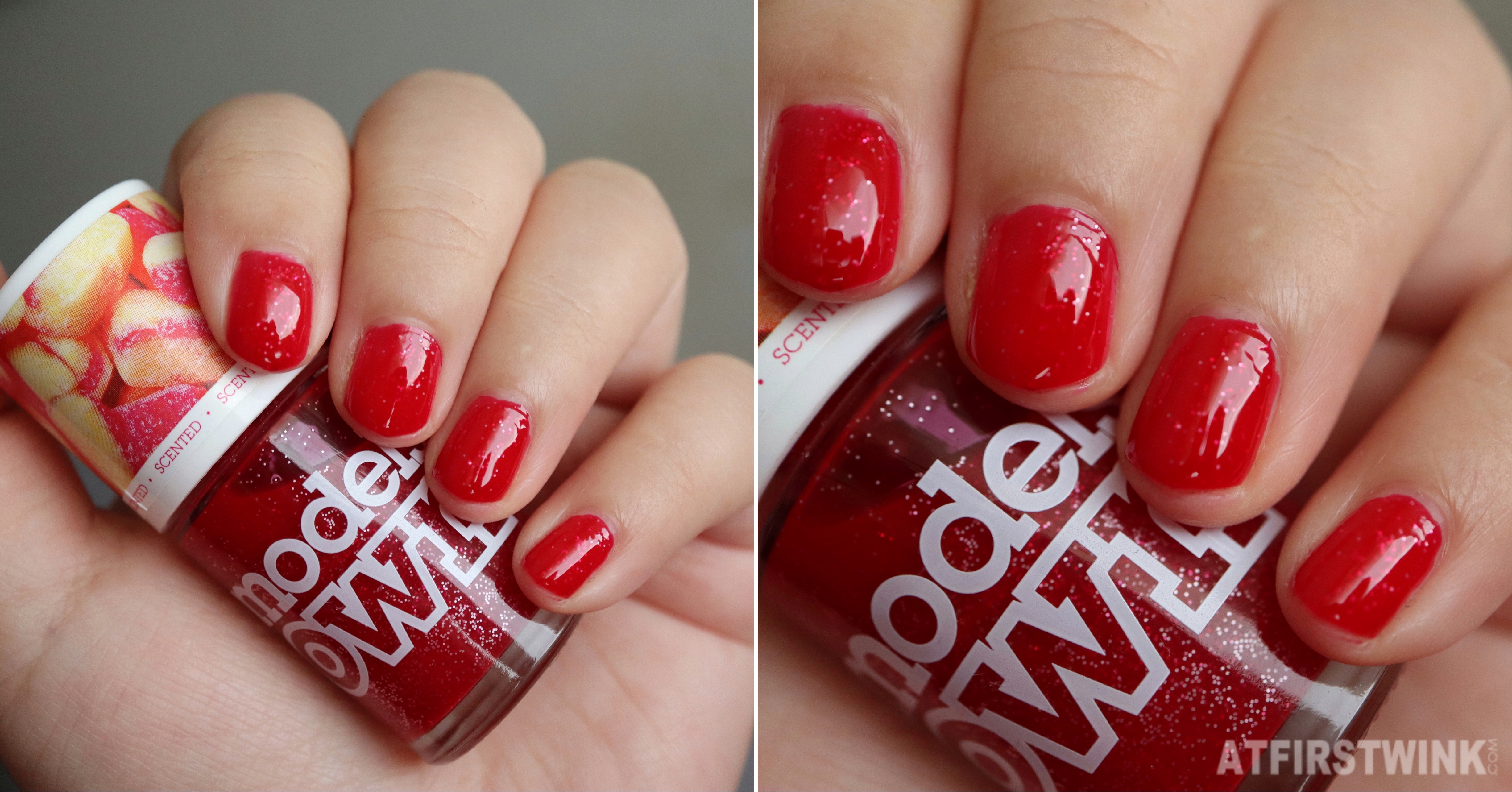 [Swatches] models own nail polishes: Rhubarb and Custard and Oval Plum