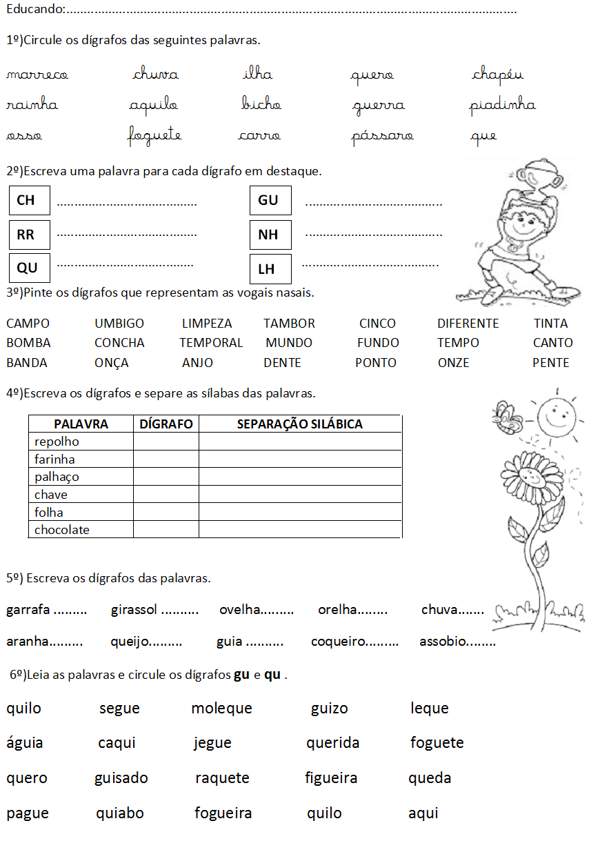 Atividade Sobre Digrafos 4 Ano - LIBRAIN