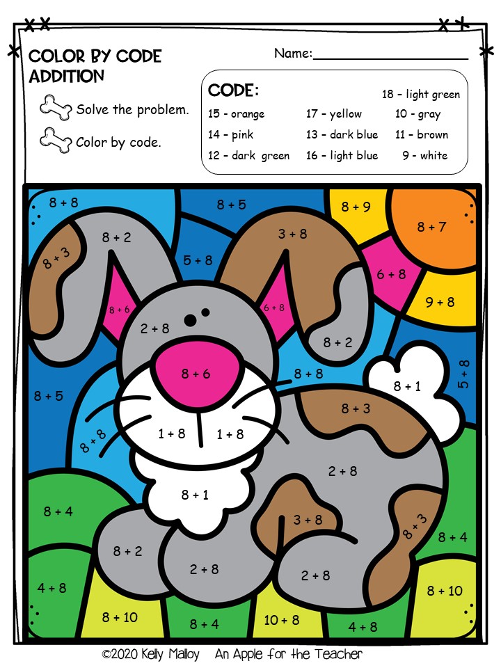 An Apple For The Teacher: Pets Color By Number Worksheets