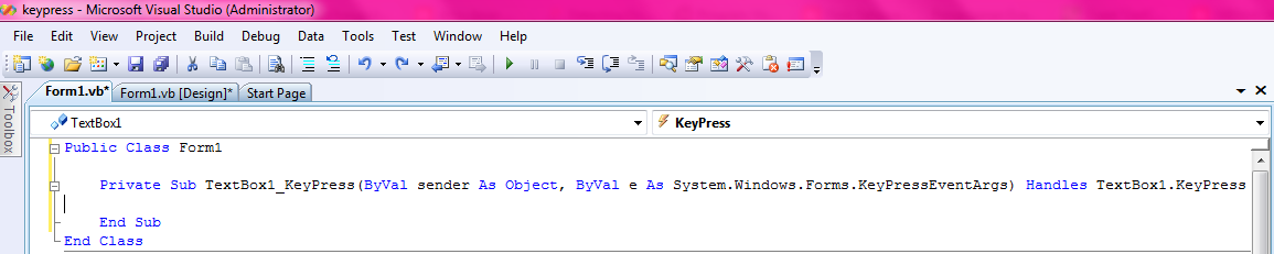 Penggunaan Keypress pada Visual Basic Net 2008 | Blog Komputer